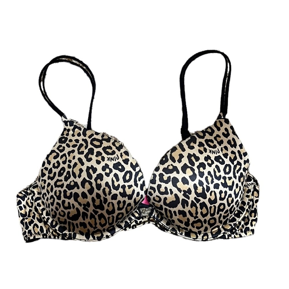 Pink By Vs Cheetah Print Push Up Bra - Gem
